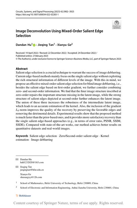 Image Deconvolution Using Mixed Order Salient Edge Selection Request Pdf