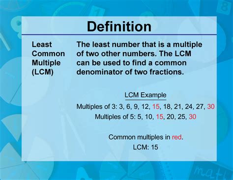 Video Definition 22 Fraction Concepts Least Common Multiple Lcm Media4math