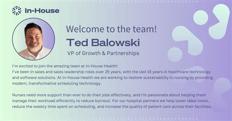 In House Health On Linkedin 🎉 Lets Give A Warm Welcome To Ted Balowski 🎉 Ted Joins In House…
