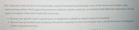 Solved The Inspection Process That Is Involved With Surgical