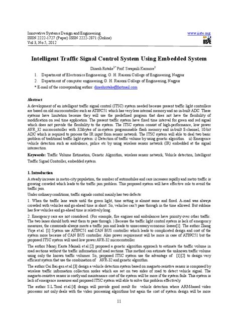 intelligent traffic signal control system using embedded system pdf traffic traffic light