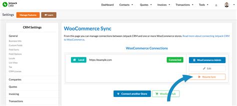 Adding A WooCommerce Store Connection In WooSync Jetpack CRM
