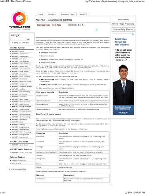 Data Source Controls Pdf Active Server Pages Databases