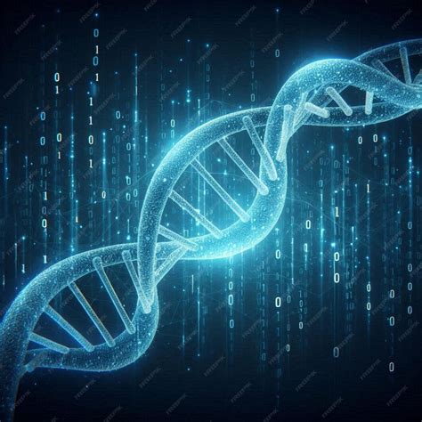 Futuristic Digital Dna Strand With Binary Code Background Premium Ai Generated Image