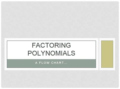 Factoring Polynomials A Flow Chart What Am I