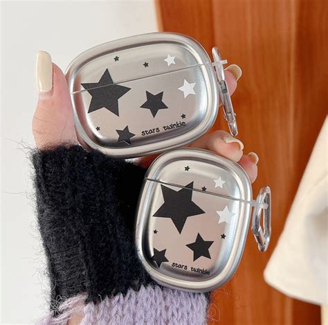 🚛당일출고🚛 Airpods Pc 도금 실버 별 에어팟1세대 에어팟2세대 에어팟프로 에어팟프로2 이어폰 케이스 소프트 매트 보호