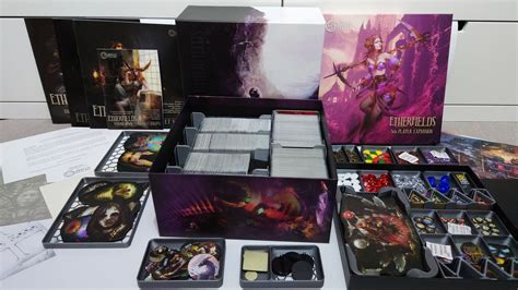 3d Printed Boardgame Insert For Etherfields Including The Sphinx Funeral Witch Harpy And She