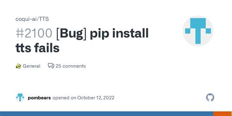 Bug Pip Install Tts Fails Coqui Ai TTS Discussion GitHub