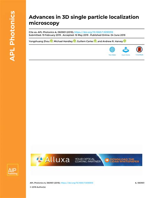 Pdf Advances In 3d Single Particle Localization Microscopy
