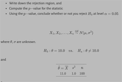 Solved Write Down The Rejection Region And Compute The Chegg