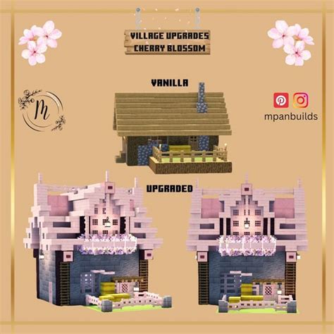Cherry Village Upgrade Schematic Available Minecraft Minecraftmemes Minecraftbuilds