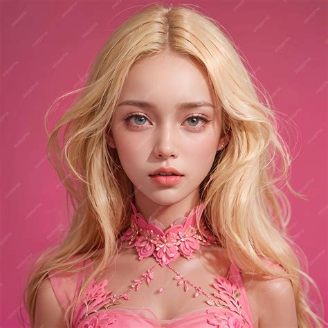 Premium Ai Image Realistic Girl Pink Dress