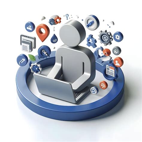 3d Flat Icon Person With Laptop Pay Per Click Ppc Overlay Symbol For