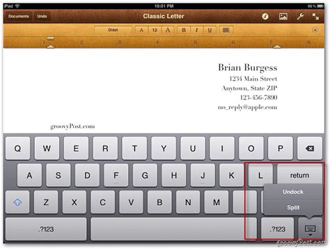 Apple IOS 5 Move Or Split The Keyboard On Your IPad