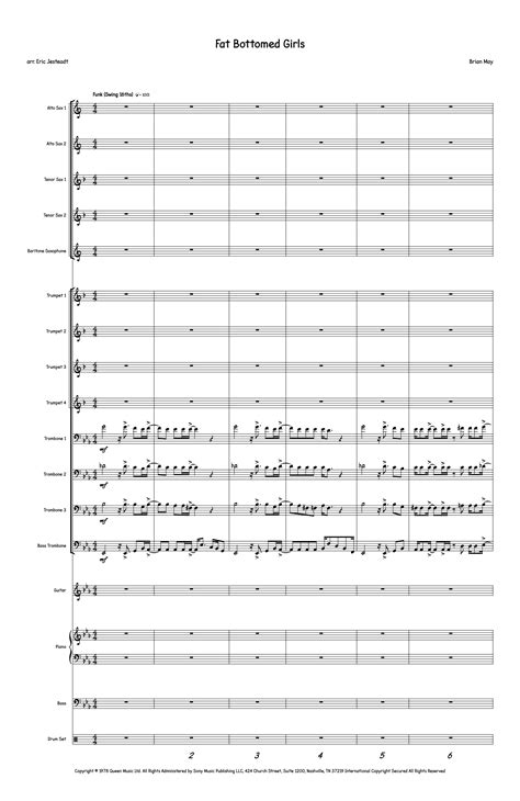 Fat Bottomed Girls Arr Eric Jesteadt By Queen Sheet Music For Jazz