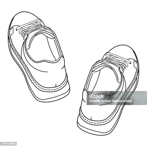 손으로 그린 운동화 운동화 평면도 다양한 보기의 이미지 전면 후면 상단 측면 밑창 및 3d 보기 낙서 벡터 그림입니다 0명에 대한 스톡 벡터 아트 및 기타 이미지 Istock