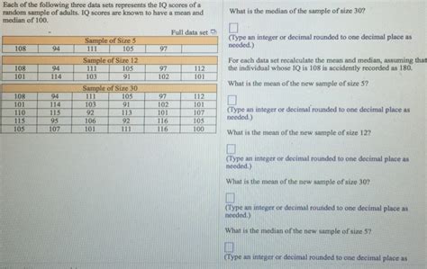 Solved Each Of The Following Three Data Sets Represents The Chegg Com