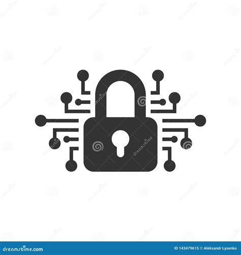 Cyber Security Icon In Flat Style Padlock Locked Vector Illustration On White Isolated