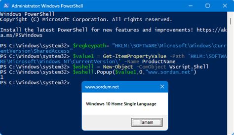 Powershell De Açılır Pencere Popup