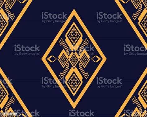 다크 블루 배경 디자인 스커트 벽지 의류 포장 직물 시트 노란색 삼각형 모양 벡터 일러스트와 원활한 기하학적 텍스처 자수 디자인