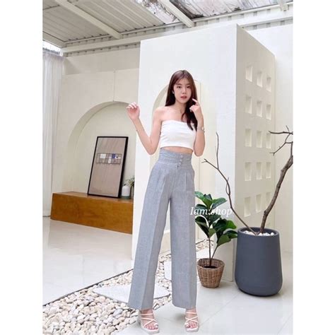 กางเกงขากระบอกใหญ่ขอบเอวหนา Iamshop Pants Thaipick