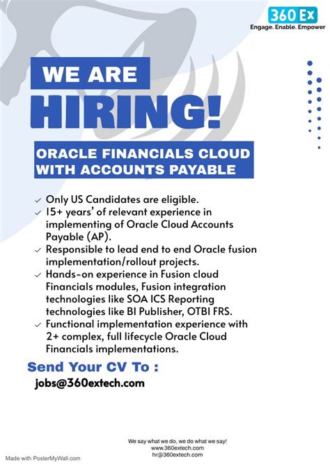 360ex Technologies On Linkedin Hiring Oracle Consulting Careeropportunity Makeadifference
