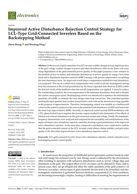 Pdf Improved Active Disturbance Rejection Control Strategy For Lcl Type Grid Connected