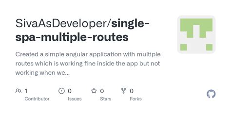 Github Sivaasdevelopersingle Spa Multiple Routes Created A Simple Angular Application With