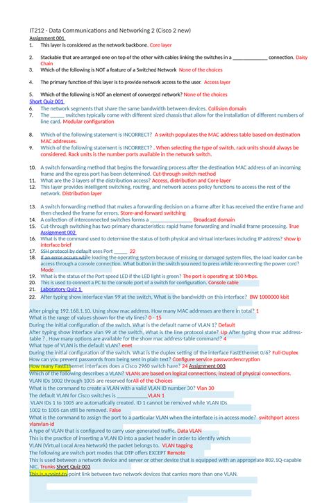 Data Communications And Networking 2 All Source It212 Data