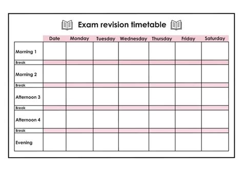 Exam Revision Timetable Revision Timetable Study Timetable Template Exam Revision