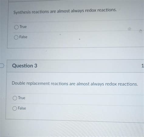 Solved Synthesis Reactions Are Almost Always Redox