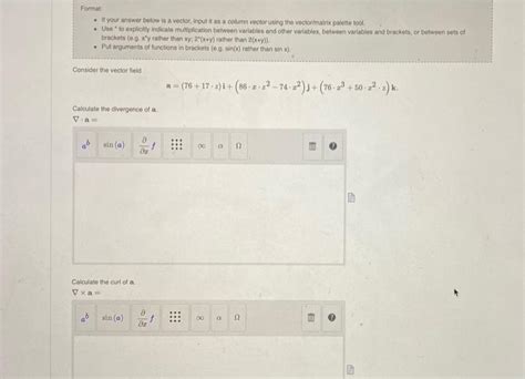 Solved Format If Your Answer Below In A Vector Input It