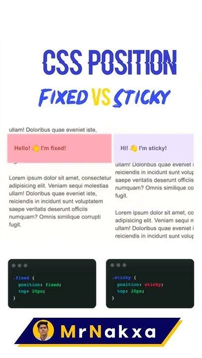 Css Position Fixed Vs Sticky Css Basic Html Mrnakxa Html Css