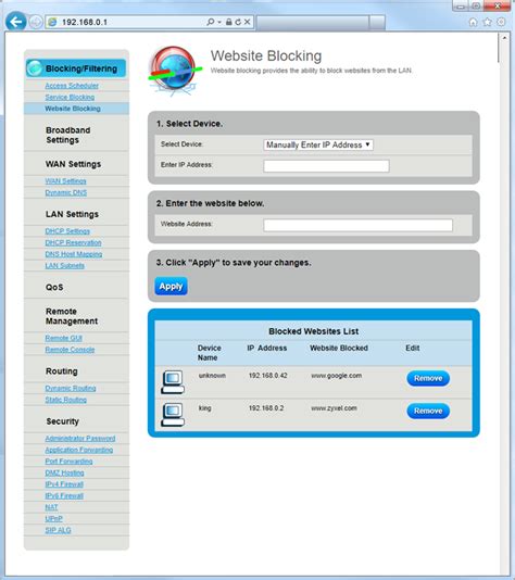 Website Blocking Advanced Modem Setup Brightspeed