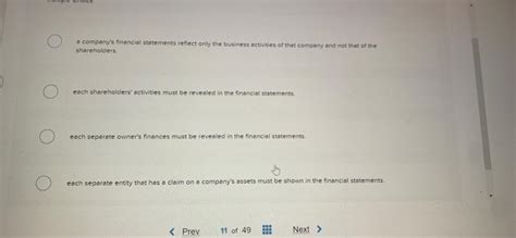 Solved 1 The Separate Entity Assumption Means Multiple