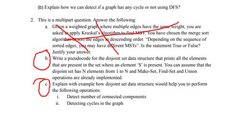 solved b explain how we can detect if a graph has any