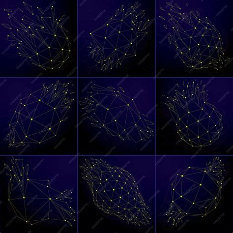 premium vector set of 3d vector digital wireframe objects broken into