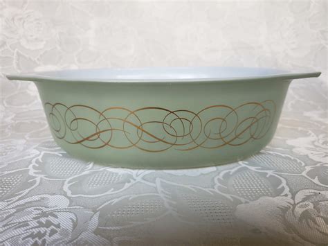Sold Vintage Sage Scroll Pyrex 045 Casserole Aunt Gladys Attic