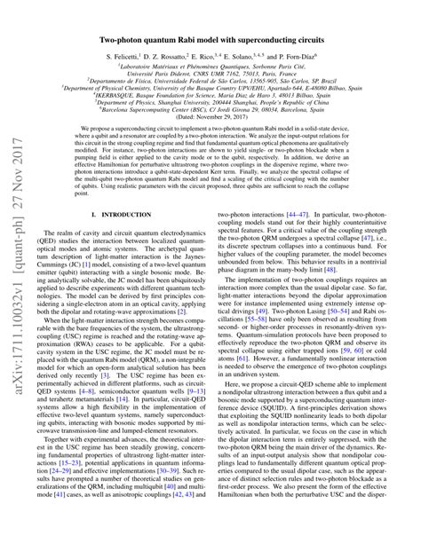 Pdf Two Photon Quantum Rabi Model With Superconducting Circuits