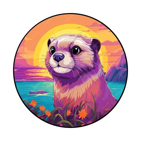 Premium Vector Gopher Colorful Cartoon Kawaii Character Beach Sunset