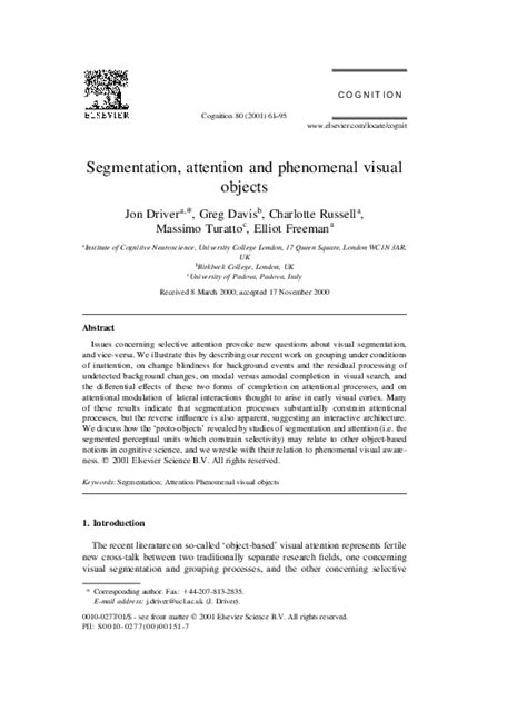 Pdf Segmentation Attention And Phenomenal Visual Objects