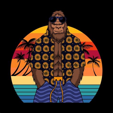 Premium Vector Bigfoot Cool Ready On The Beach Vector Illustration