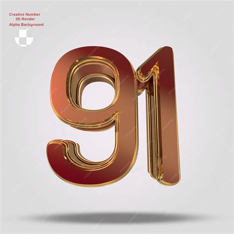 Premium Psd Red 3d Number 91