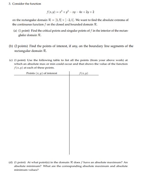 Solved Consider The Functionfxyx2y2 Xy 4x2y2on The