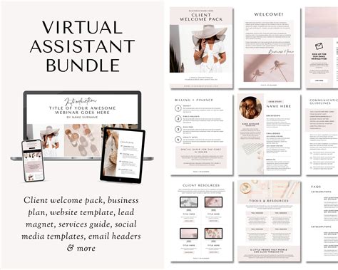 Virtual Assistant Templates Virtual Assistant Website Virtual Assistant Canva Template Bundle