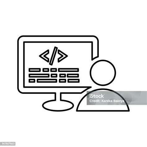 코더 프로그래머 라인 아이콘입니다 윤곽선 벡터 0명에 대한 스톡 벡터 아트 및 기타 이미지 0명 개발 데이터 Istock