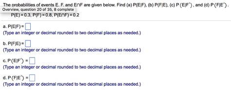 Solved Suppose E And F Are Events Such That N E 12 N F 14 Chegg Com