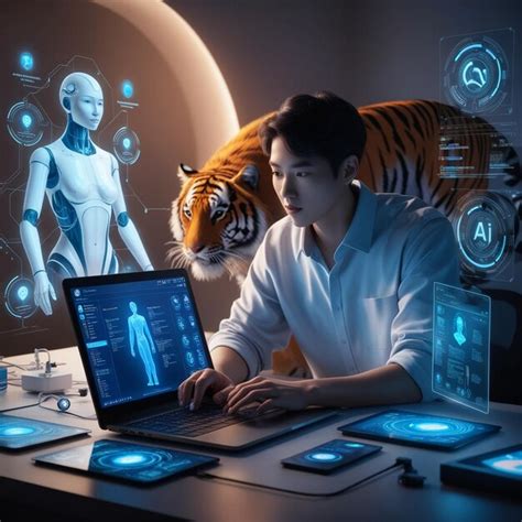 Exploring The Future Harnessing Ai In Creative And Analytical Fields Premium Ai Generated Image