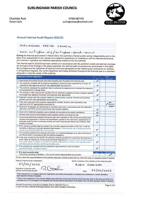 Audit Governance And Accounts Statements Surlingham