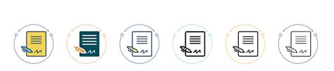 채워진 얇은 선 윤곽선 및 획 스타일로 계약 아이콘에 서명합니다 계약 벡터 아이콘 디자인에 서명하는 두 가지 색상과 검정색의 벡터 그림은 모바일 Ui 웹에 사용할 수